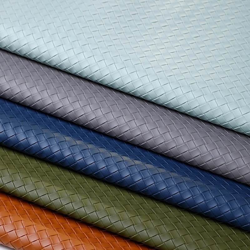 100x137cm Woven Pattern Synthetic Leather Fabric Soft PU Leather Sewing ...