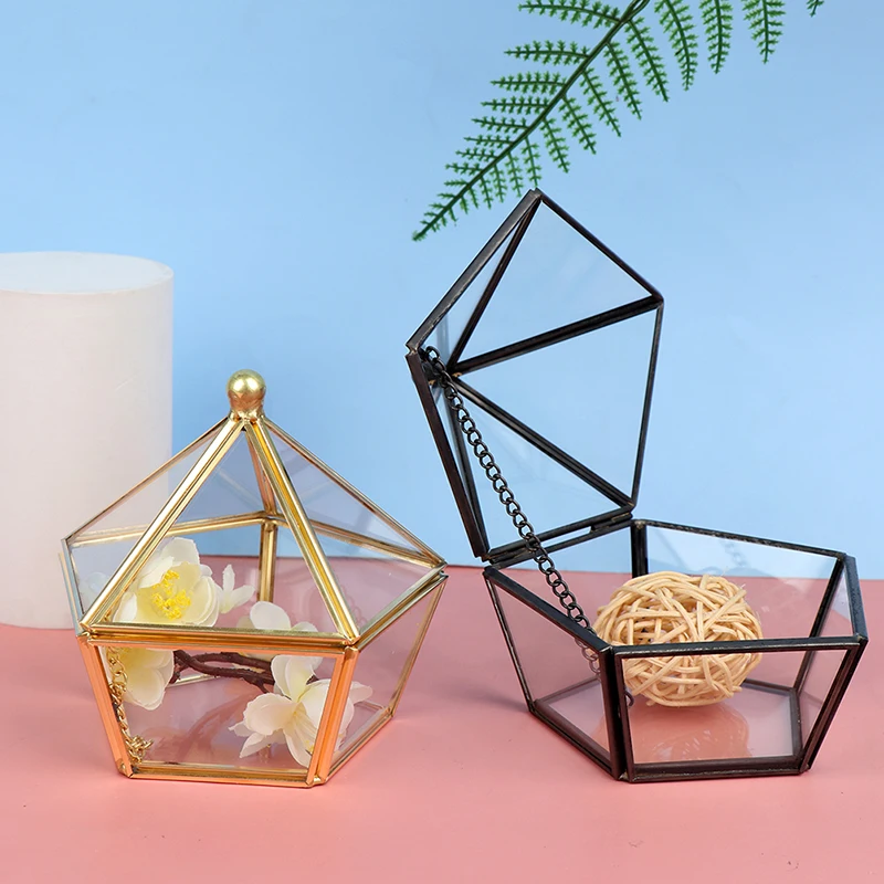 1PC Geometrical Glass Creative Empty Jewelry Box Jewelry Organize ...