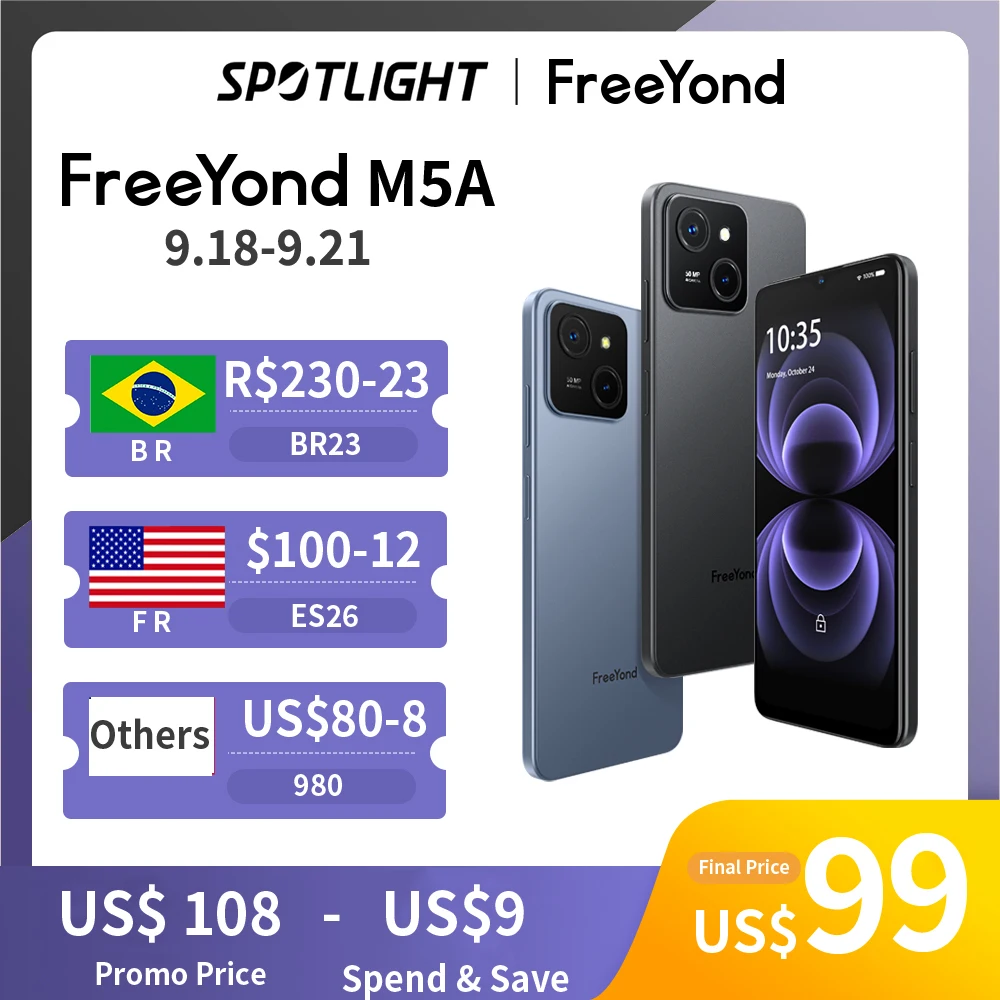 【Lançamento Mundial】FreeYond M5A Smartphone Versão Global 16GB RAM(8GB ...