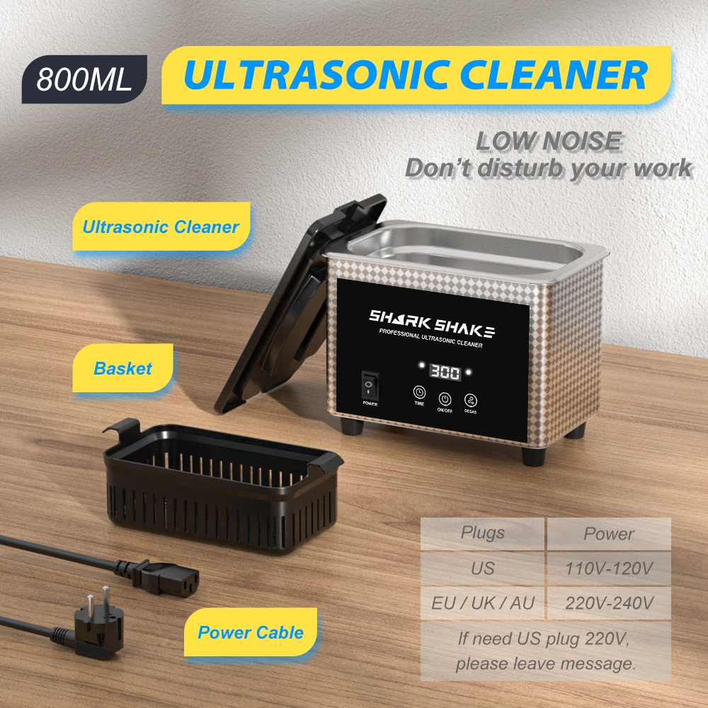 800ML Ultrasonic Bath 60W/35W Sonicator Bath 40Khz Degas for Watches ...