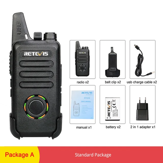 RETEVIS RT22S Handsfree Walkie Talkie 2pcs RT22 Upgrade VOX Hidden ...