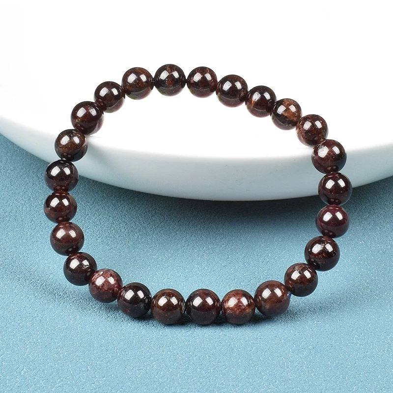 Natural-Dark-Red-Garnet-Bracelet-for-Women-Men-Round-Natural ...