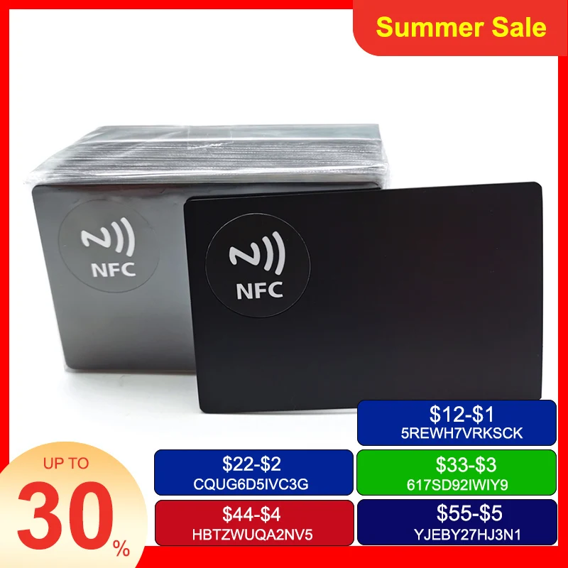 13-56MHZ-Metal-NFC-Matte-Black-Social-Digital-Card-RFID-Ntag216-Smart ...