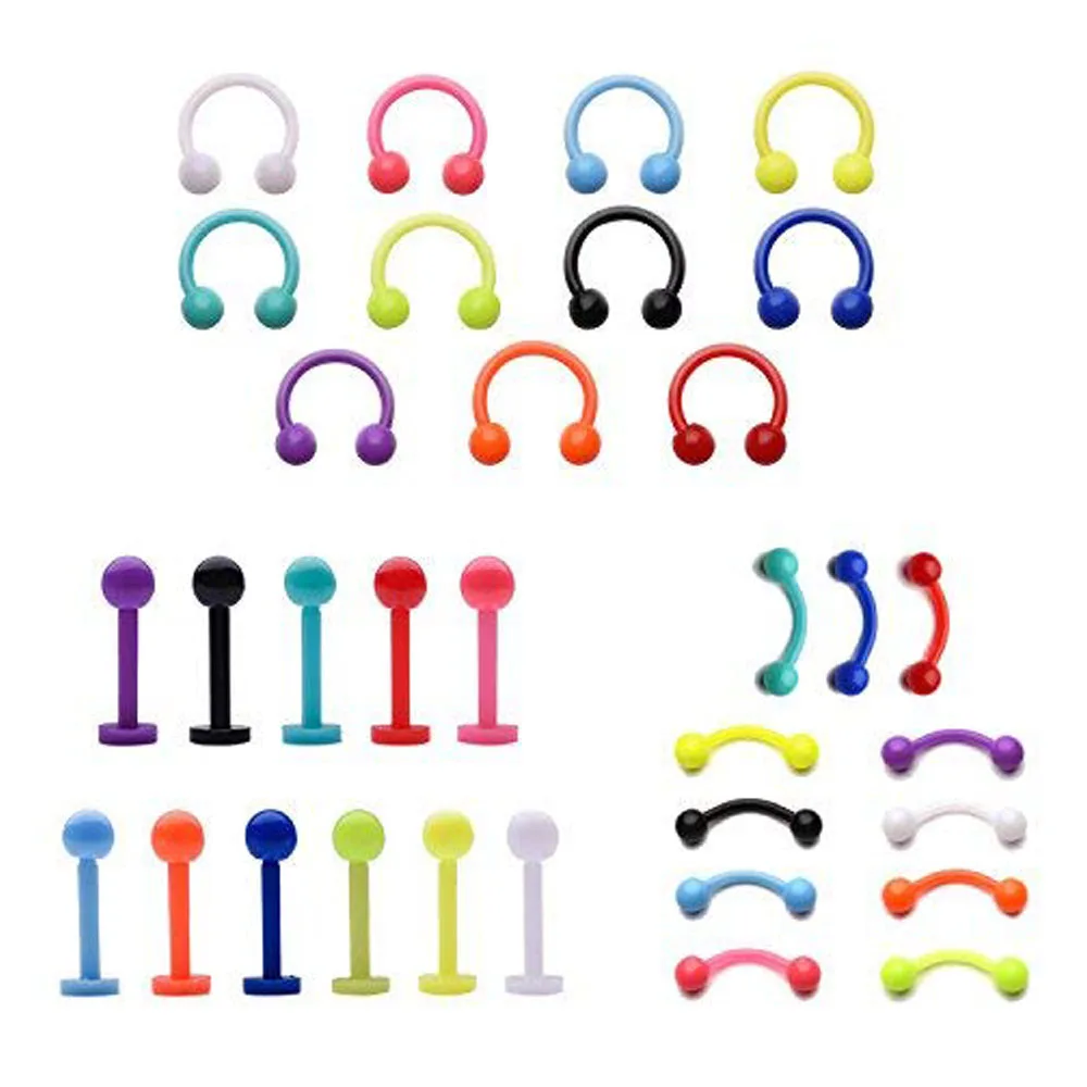 1pcs-33pcs-16G-Eyebrow-Ring-Lip-Labret-Nose-Rings-Acrylic-Flexible ...