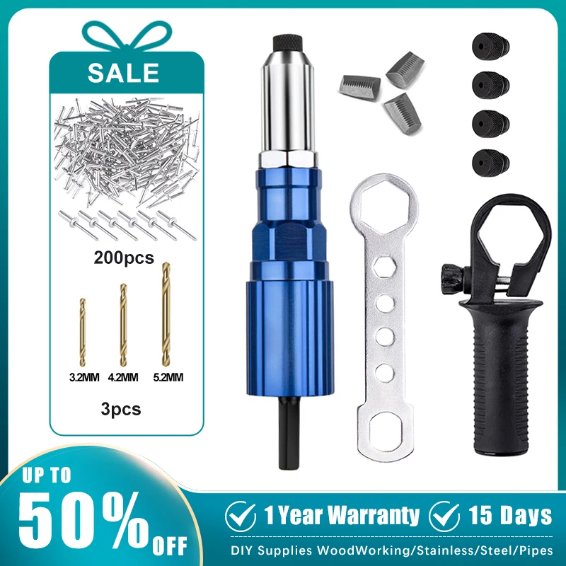 2.4mm-4.8mm Rivet Gun Adapter Head, Cordless Riveting Tool, Insert Nut ...