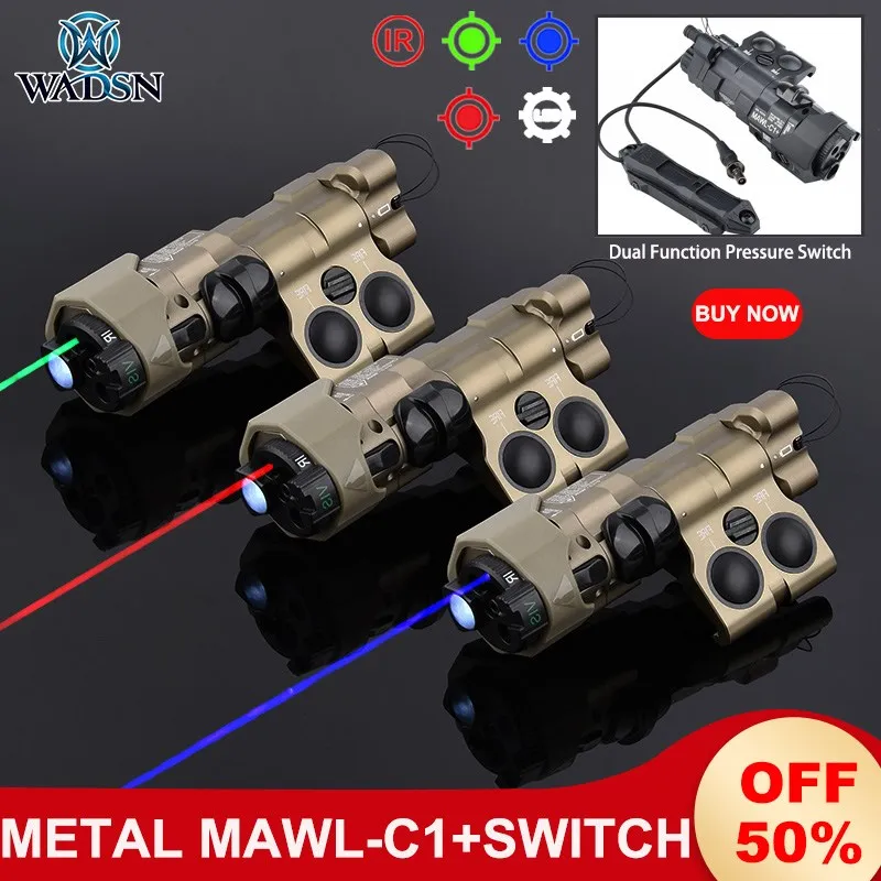 Wadsn-Metal-Upgrade-MAWL-C1-Red-Blue-Green-Laser-Airsoft-MAWL-LED ...