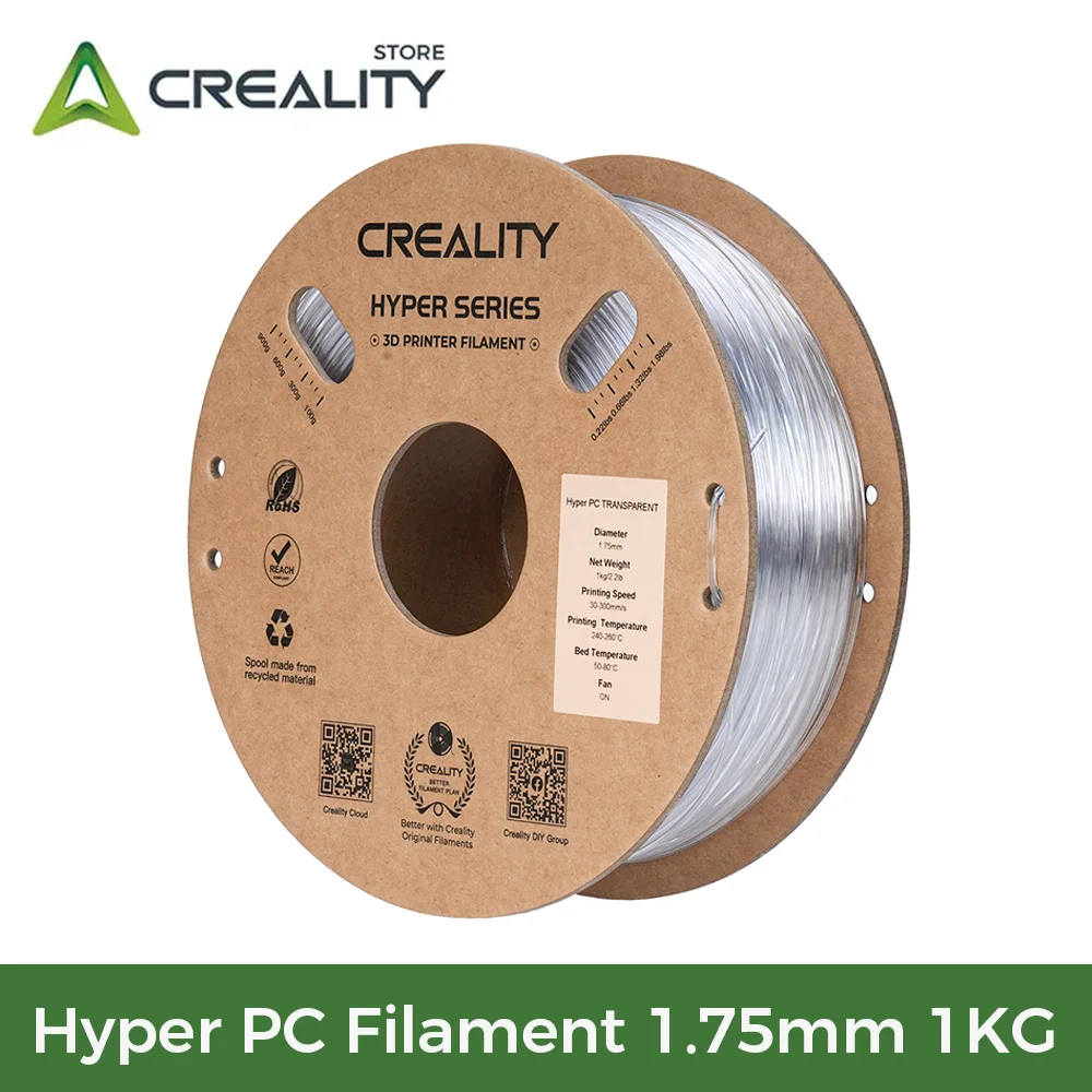Creality Hyper PC Filament 1.75mm 1KG Transparent High Heat Resistance ...