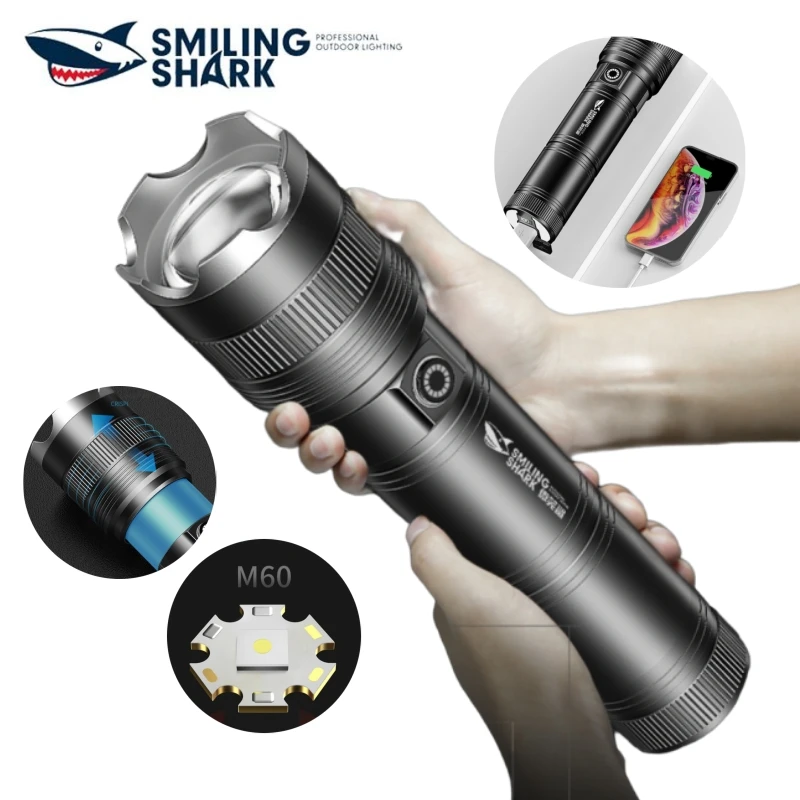 Smiling-Shark-SD0523-High-Brightness-Zoomable-Flashlight-M60-LED-Torch ...