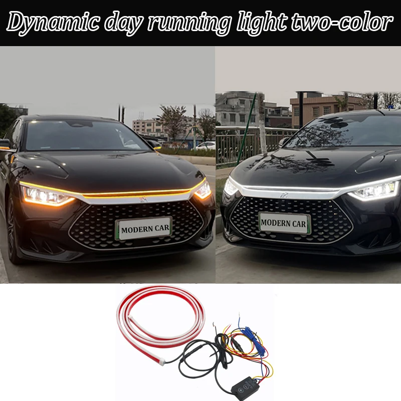 Yellow White Dynamic LED Daytime Running Light Strip For Car Universal ...