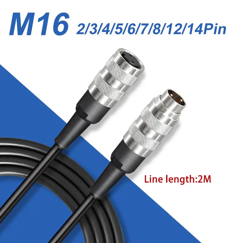 2 Meters Double Head With Line M16 Connector Male to Female 2/3/4/5/6/7 ...