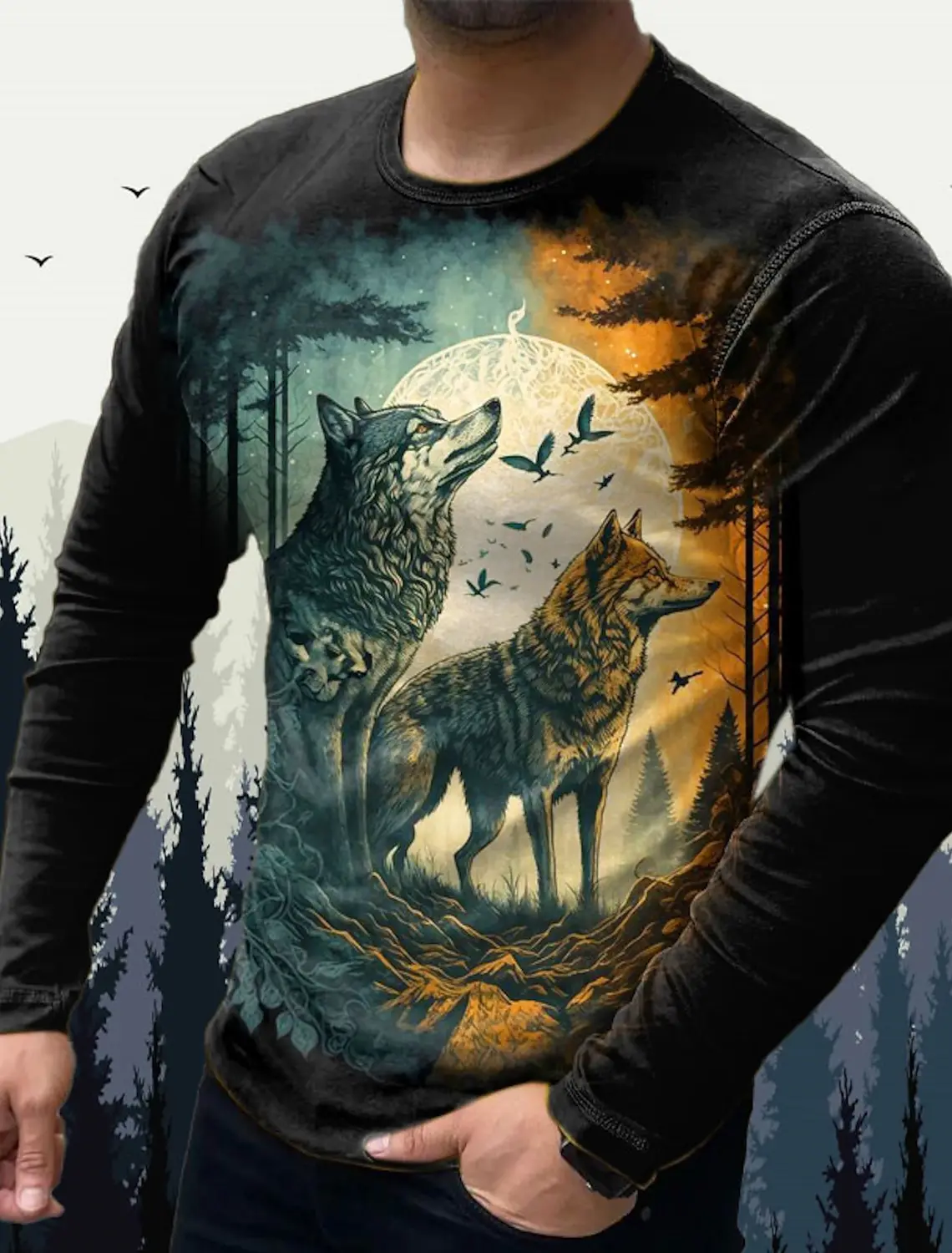 Men's T shirt Tee Animal Wolf Crew Neck Clothing Apparel 3D Print ...