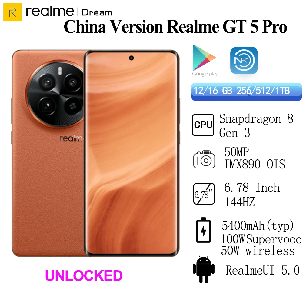 New-Original-Realme-GT-5-Pro-Unlocked-Snapdragon-8-Gen-3-50MP-6-78-Inch ...