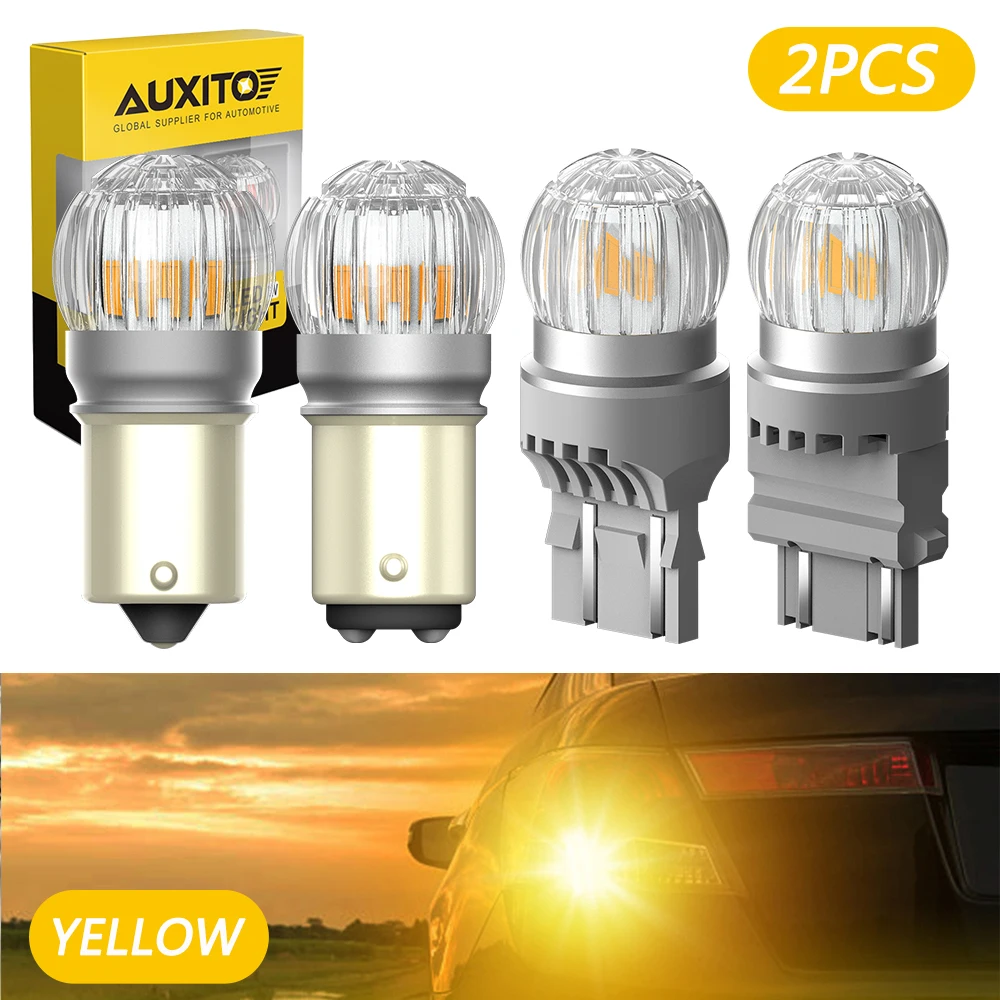 2X AUXITO 300% Bright Yellow LED 1156 P21W BA15S BAY15D T20 7440 W21W ...