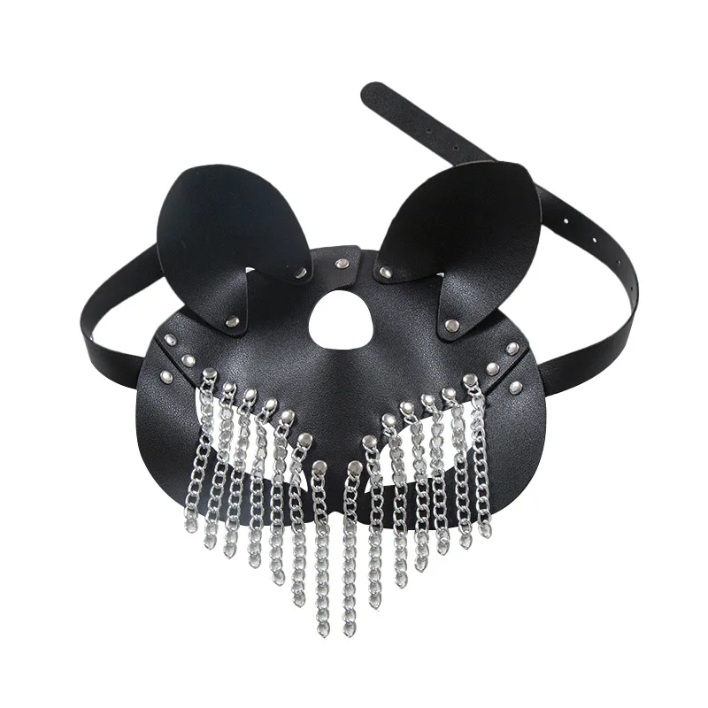 Men and Women Punk Style Personality Mask Multi Chain Masked Leather ...
