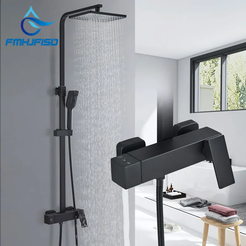 Chrome-Matte-Black-Bath-Shower-Faucet-Set-Shower-Faucet-Hot-and-Cold ...