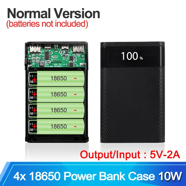 18650 Battery DIY Power Bank Case Charge Storage Box 5V Dual USB Type C ...