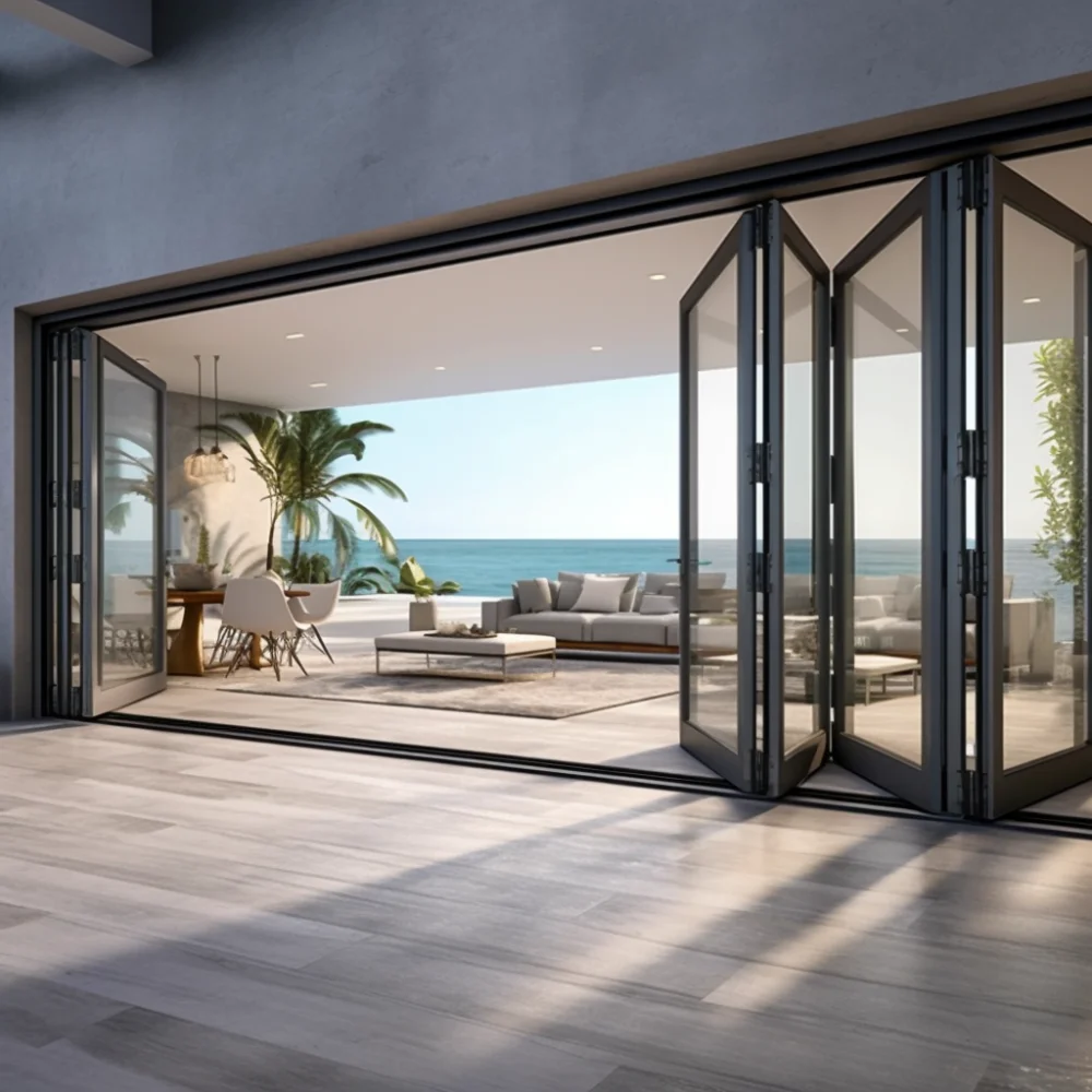 Puertas-de-Patio-exteriores-puerta-plegable-de-vidrio-impermeable ...