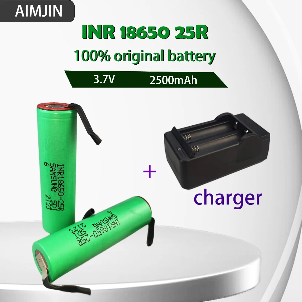 New-3-7V-INR18650-25R-18650-2500mAh-Original-Rechargeable-Battery-Tool-Soldered-Nickel-High ...