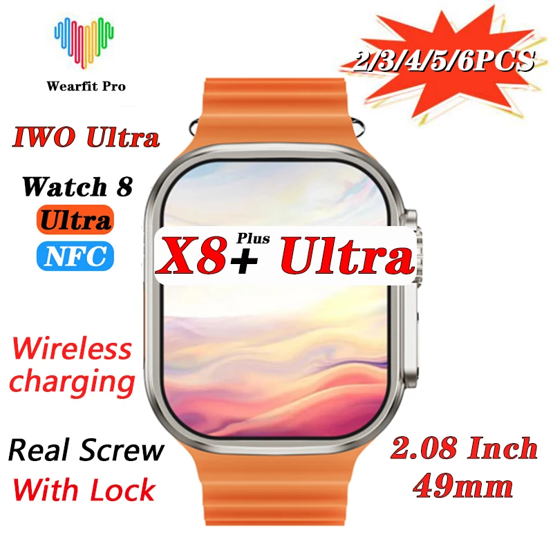 X8+ Ultra Smart Watch IWO Ultra X8 Plus Ultra Wholesale 49mm Wireless charging NFC Women Men BIG ...