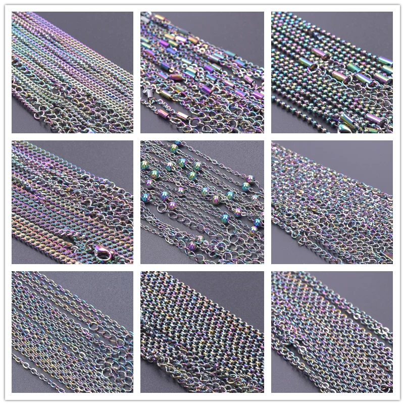 1/5/10pcs/Lot 40+5cm Stainless Steel Chains For Women Men Accessories ...