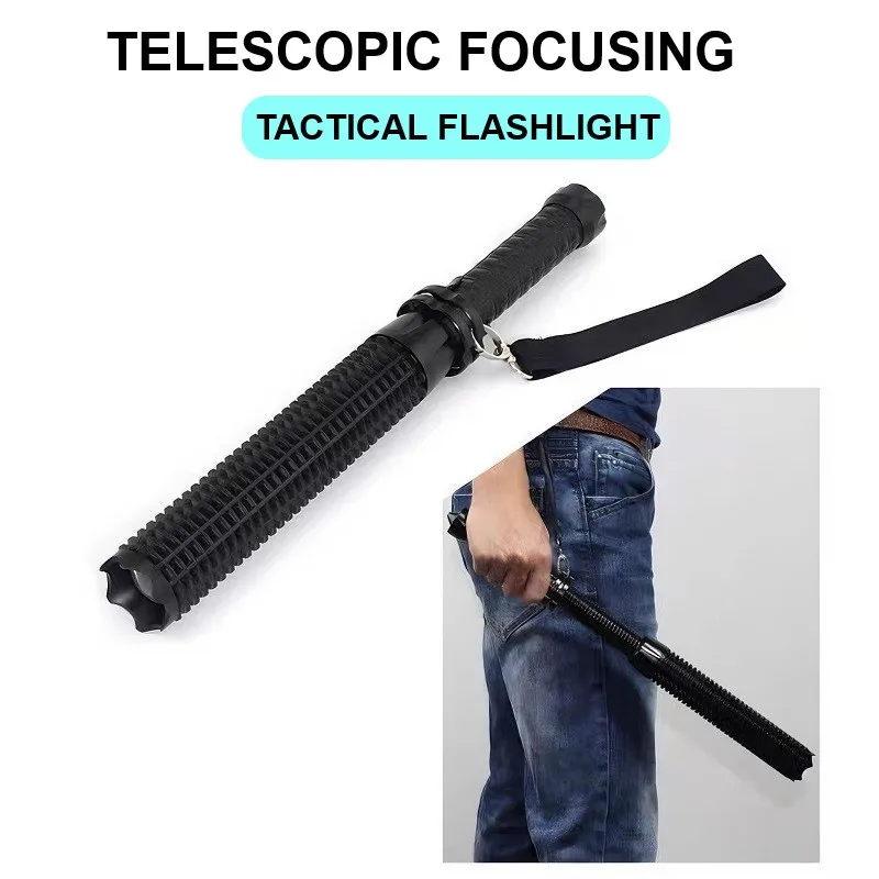 Baseball-Bat-LED-Flashlight-Rechargeable-Retractable-Baton-Self-Defense ...