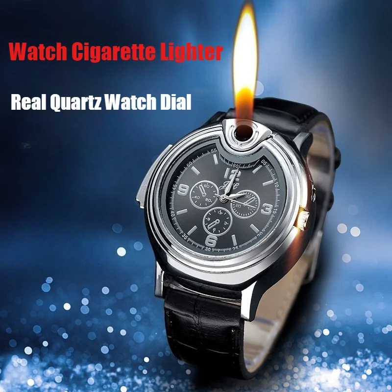 2026 Newest Watch Lighter Butane Inflatable Flint Quartz Dial Metal ...
