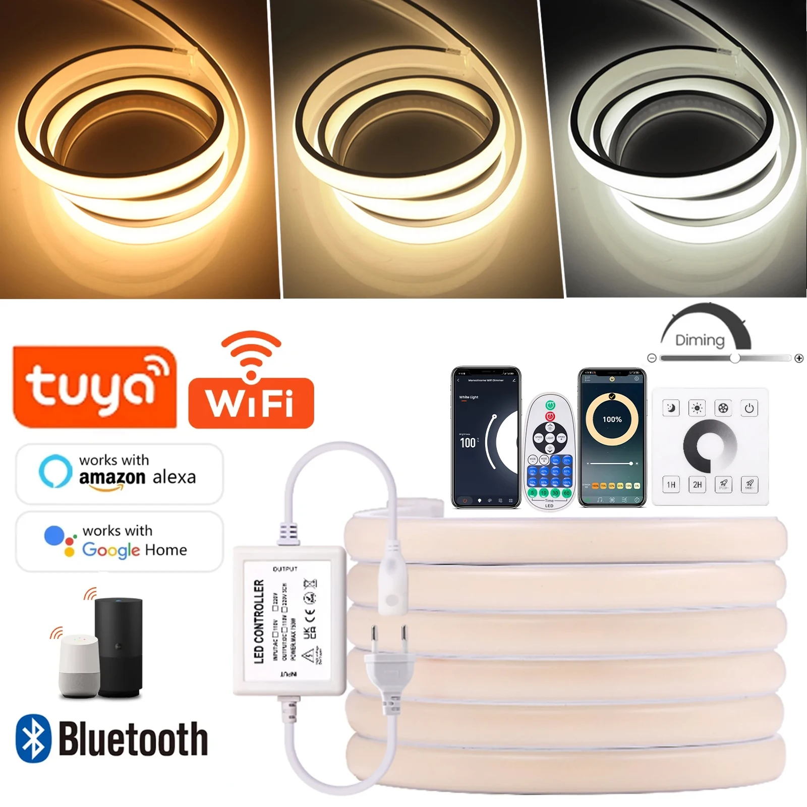 Tuya-Smart-COB-LED-Strip-220V-Dimmable-Waterproof-288LEDs-m-LED-Neon ...