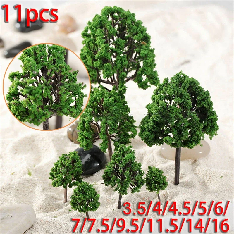 11Pcs-Plastic-Model-Train-Artificial-Miniature-Tree-Scenery-Railroad ...