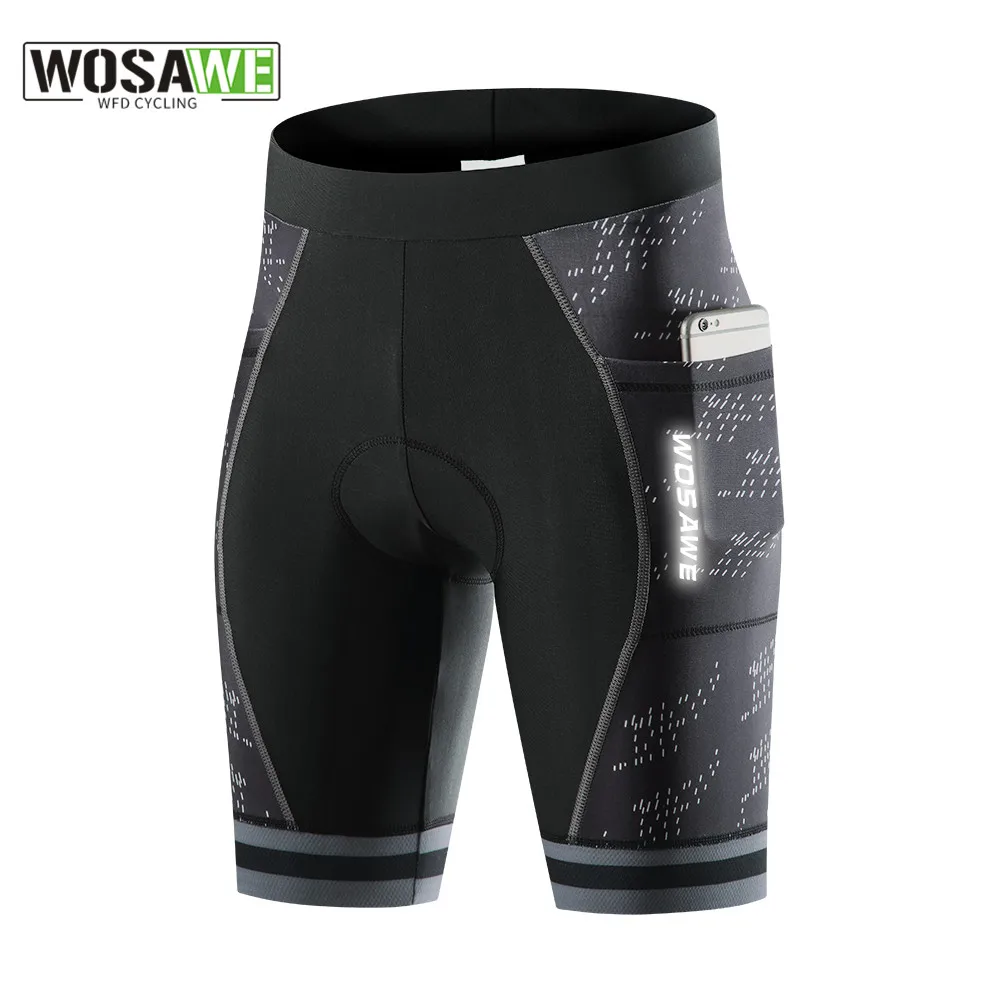 Wosawe 여름 여성용 자전거 반바지 젤 패딩 통기성 Mtb 자전거 반바지 하이 웨이스트 라이딩 포켓 짧은 자전거 바지 스타킹