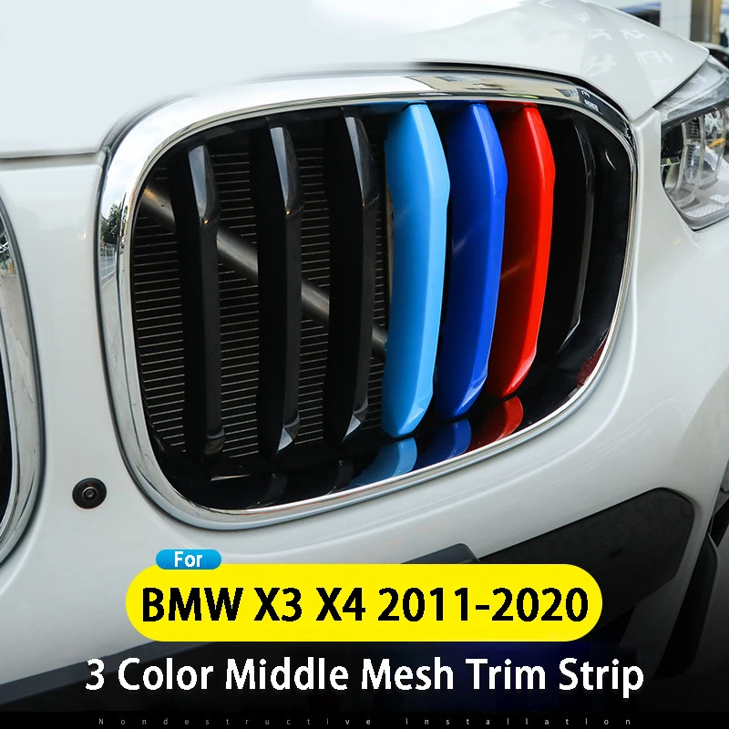 3Pcs-Tricolor-ABS-Front-Grill-Trim-Strip-Car-Front-Grid-Cover-Net ...