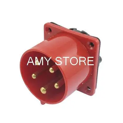 IP44 32A 3P+E+N IEC309-2 Industrial Panel Mount Plug Connector Red w ...