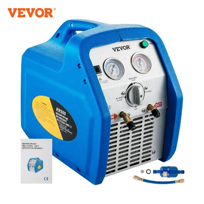 VEVOR Refrigerant Recovery Machine 110V/220V 50Hz/60Hz 3/4HP Single/Dual Cylinder for Both ...