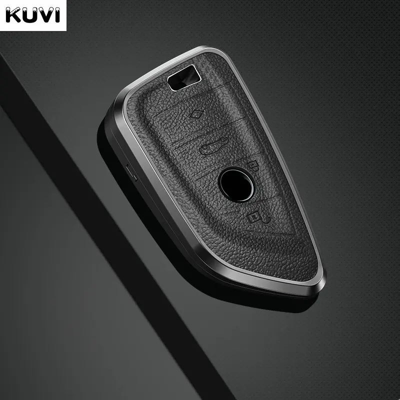 Metal-Leather-Car-Remote-Key-Case-Cover-Shell-Fob-For-BMW-X1-X3-X5-X6 ...