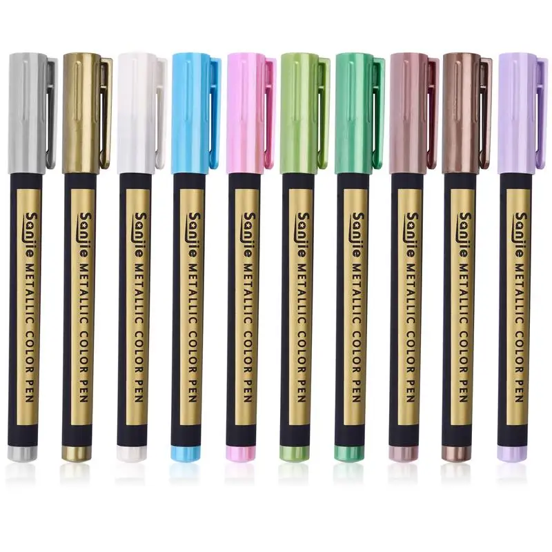 10 Color Metallic Pen Gold Silver Resin Drawing Pen Acrylic Paint DIY ...