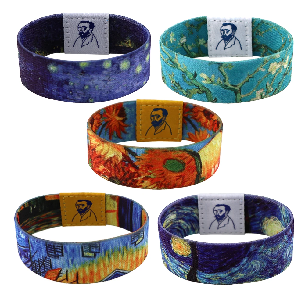 Classic Van Gogh Oil Painting Styles Wide Band Bangles Armband Men ...