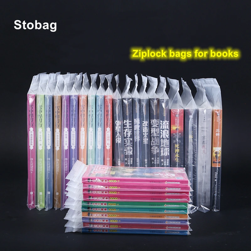 StoBag-100pcs-Transparent-Ziplock-Poly-Bag-Books-Cover-Self-sealing ...