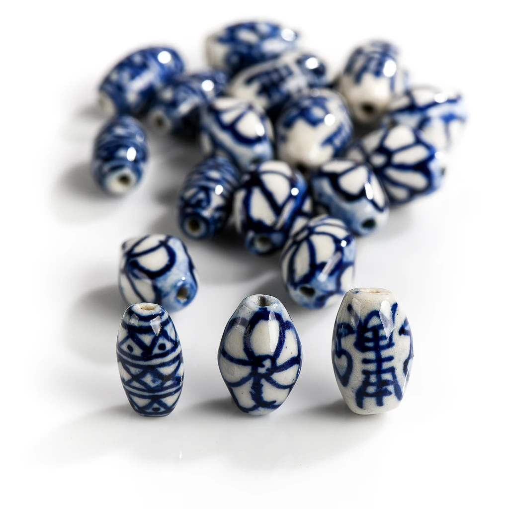 Blue-And-White-Hand-painted-Ceramic-Beads-Jewelry-Making-Materials ...