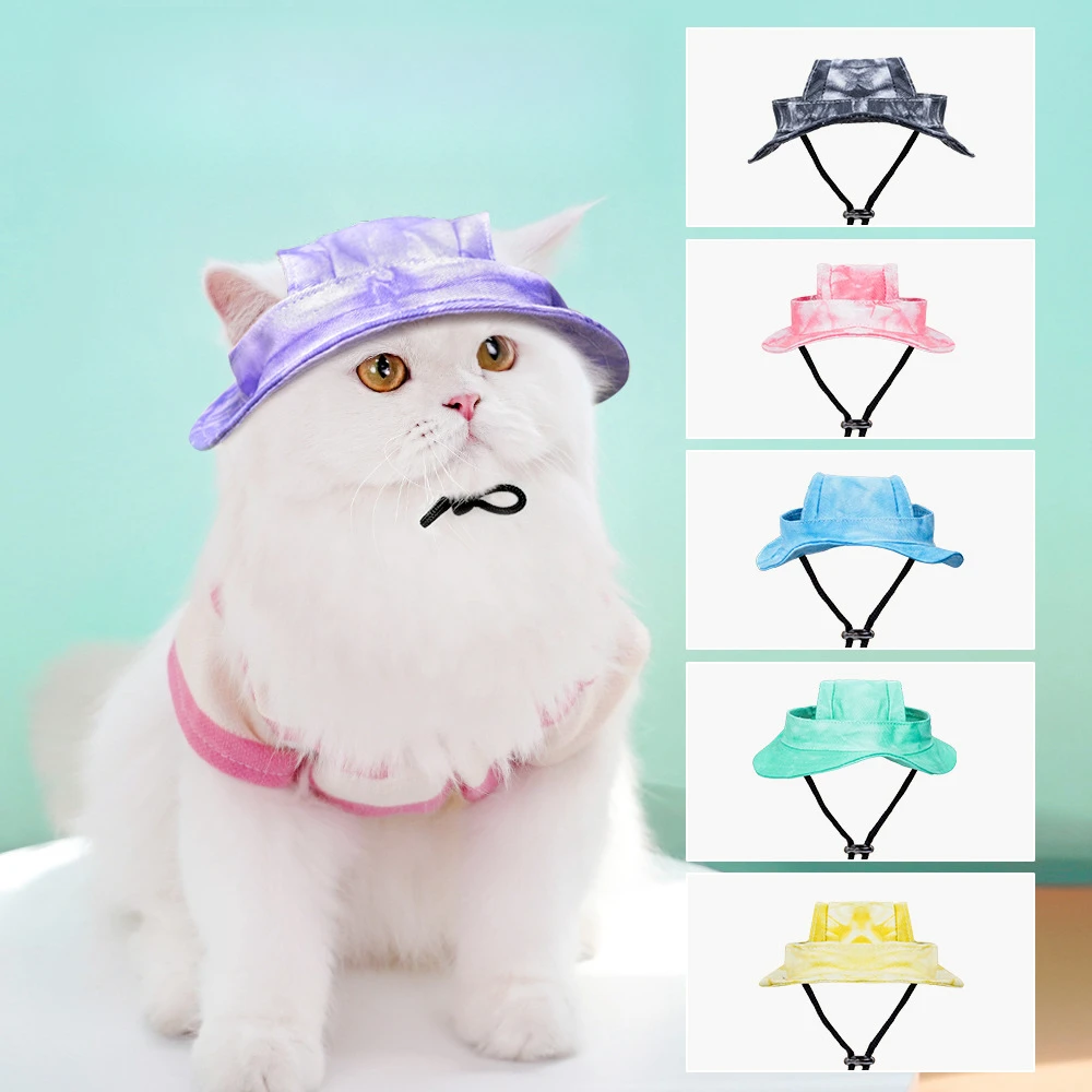 Cotton-Cat-Sun-Hat-With-Ear-Holes-Round-Brim-Dog-Puppy-Cat-Bucket-Hat ...