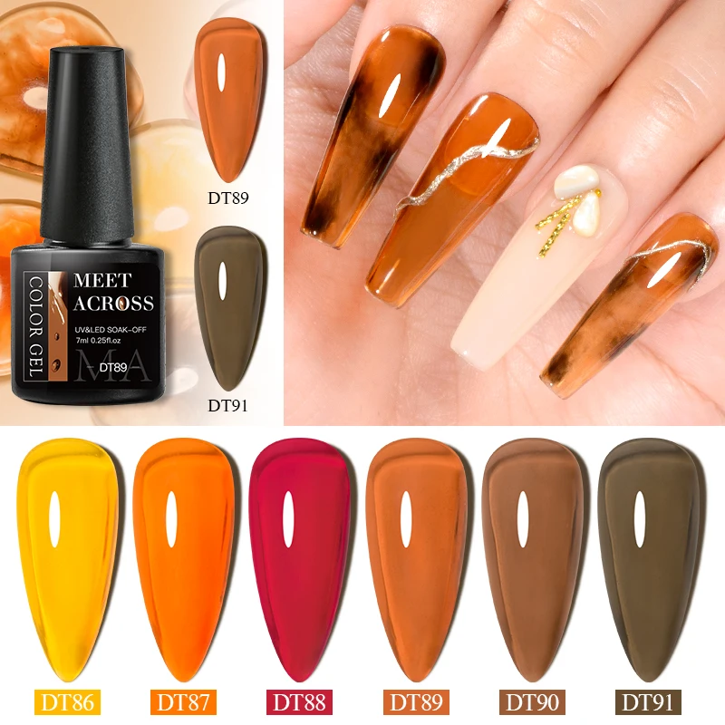 MEET-ACROSS-7ML-Jelly-Amber-Gel-Nail-Polish-Crystal-Translucent-Dull ...