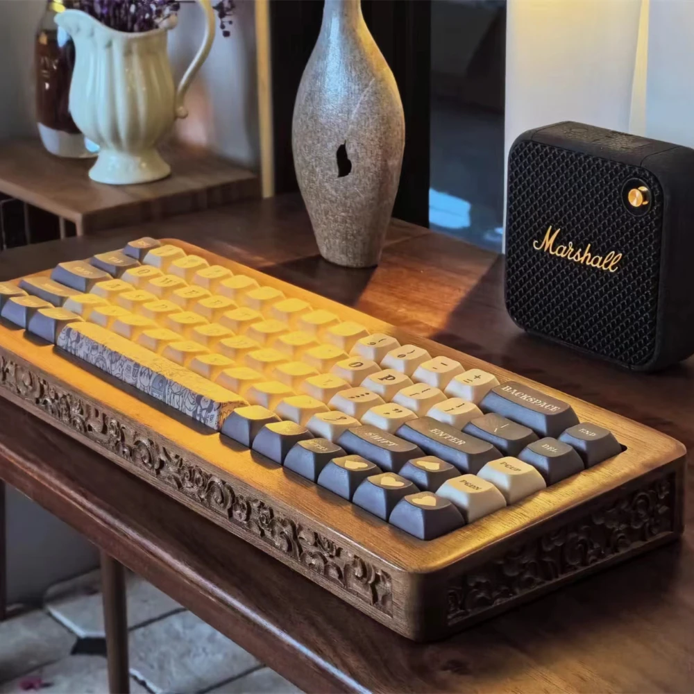 ECHOME-Walnut-Engraved-Mechanical-Keyboard-Kit-Wireless-Tri-Mode ...