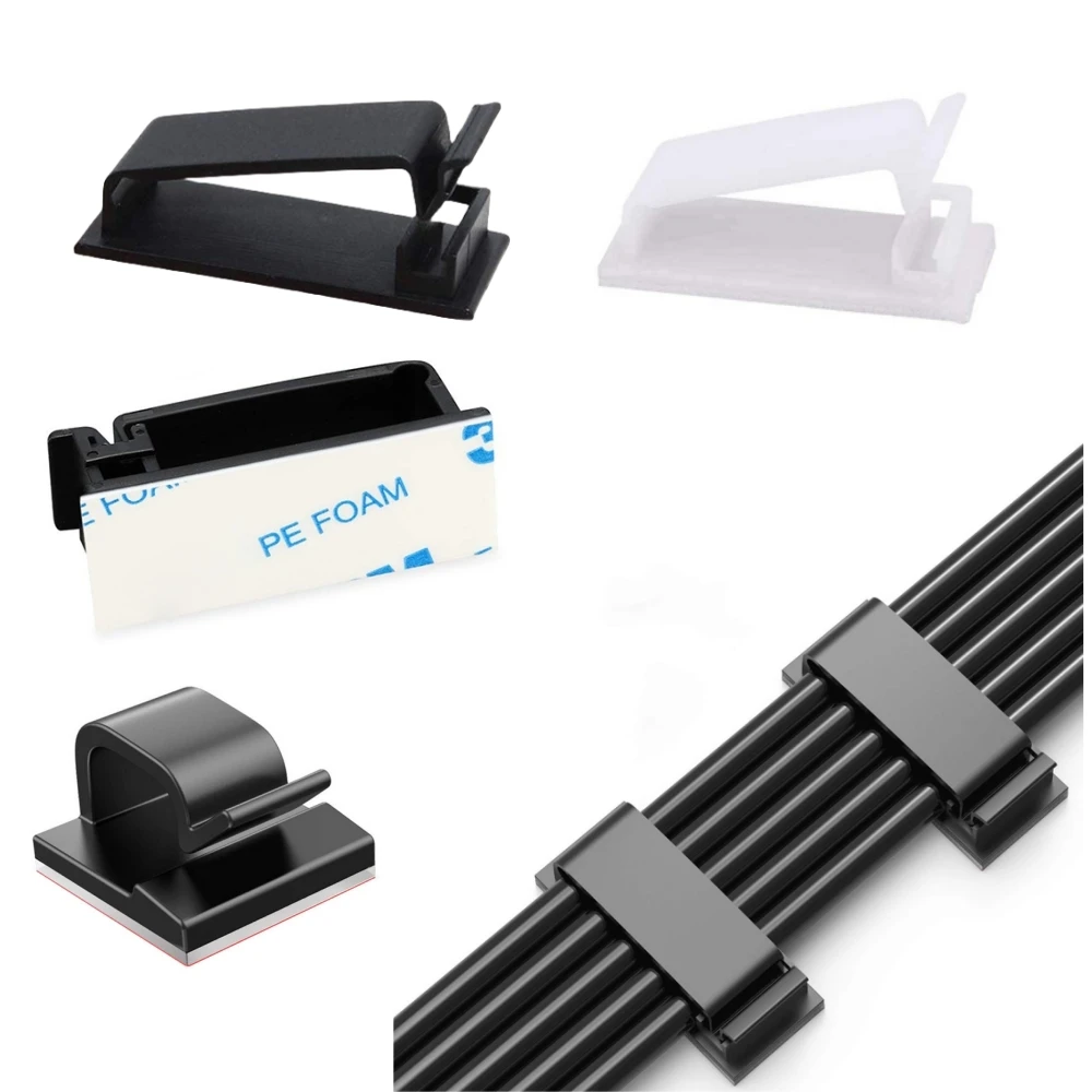 10-20-50Pcs-Cable-Organizer-Self-Adhesive-Cable-Clips-USB-Cable ...