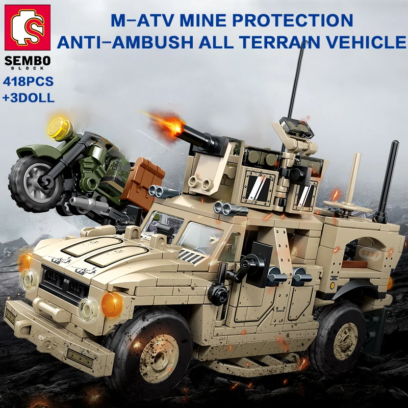 SEMBO-BLOCK-418PCS-Military-SUV-Bricks-Army-Vehicle-Truck-Soldiers ...