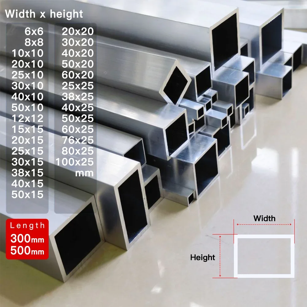 Aluminium-alloy-square-tube-Height-6-25mm-length-300-500mm-Square ...