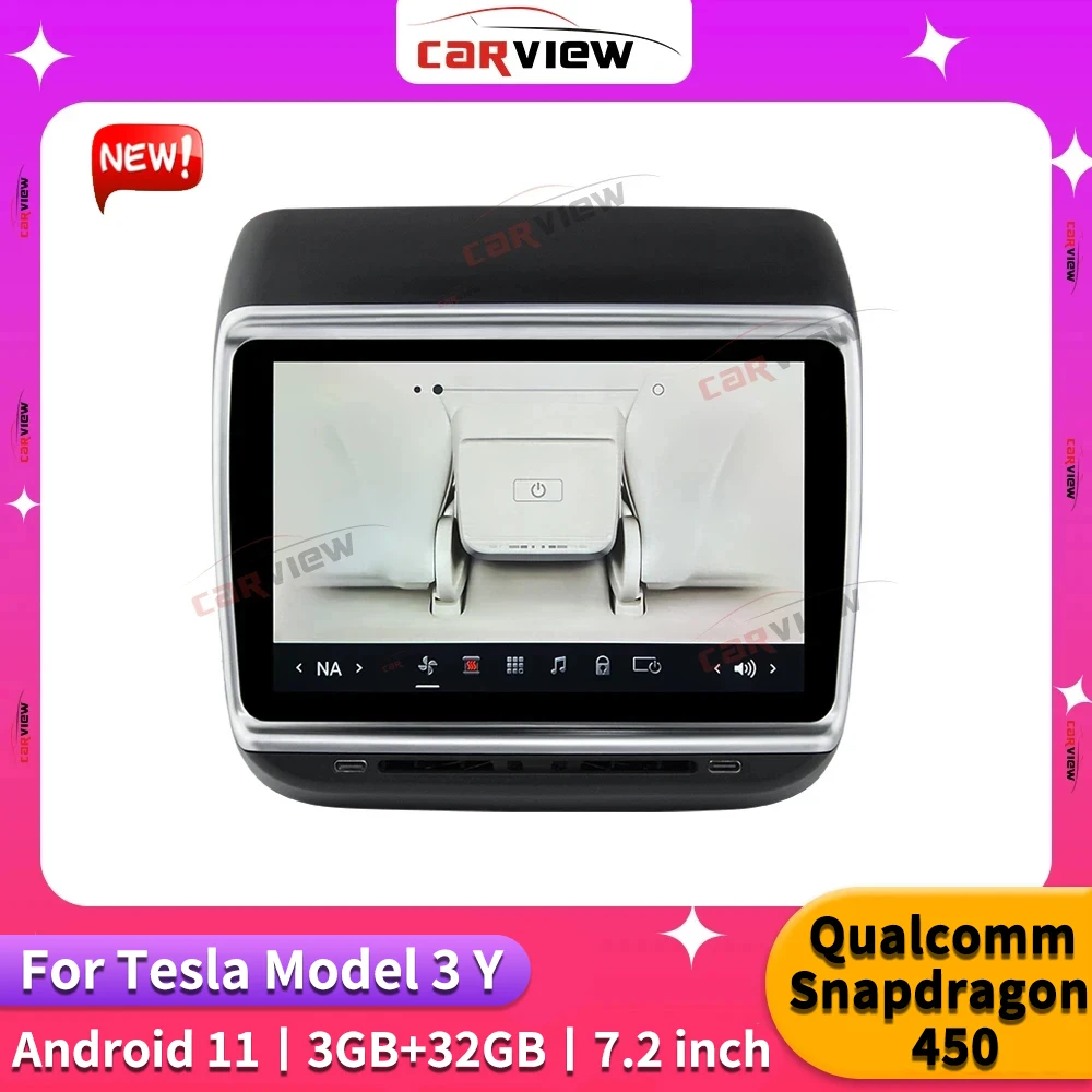 CARVIEW 7.2 인치 화면, 테슬라 후면 디스플레이 패널, 안드로이드 11.0, 모델 3, 모델 Y, 에어컨 제어 IPS 멀티미디어 플레이어| | - AliExpress
