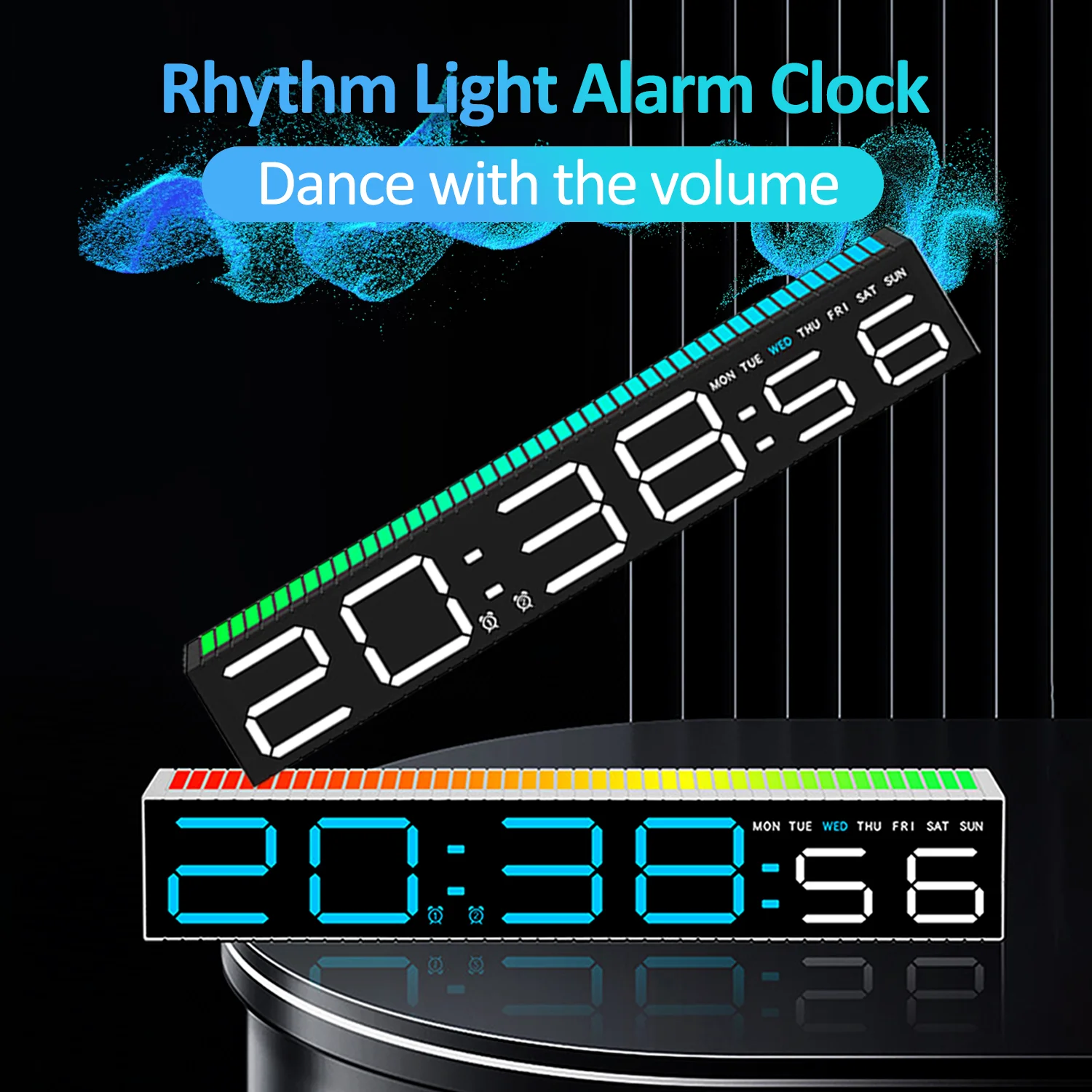 LED Alarm Clock Colorful Table Clock with Rhythm Light RGB Lamp Pickup ...