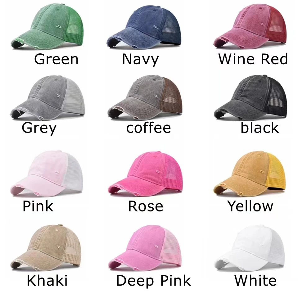 12-color-solid-color-ripped-baseball-cap-unisex-outdoor-play-cap-Casual ...