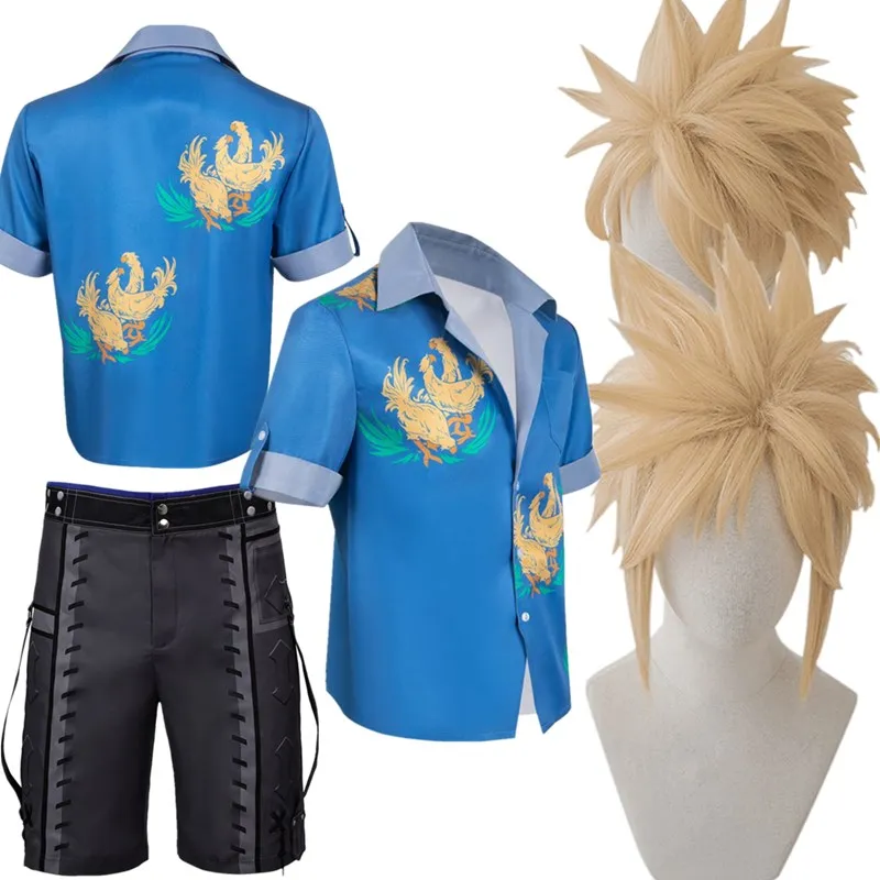 Adult-Men-Cloud-Strife-Cosplay-Fantasy-Costume-Beach-Short-Sleeve-Shirt ...