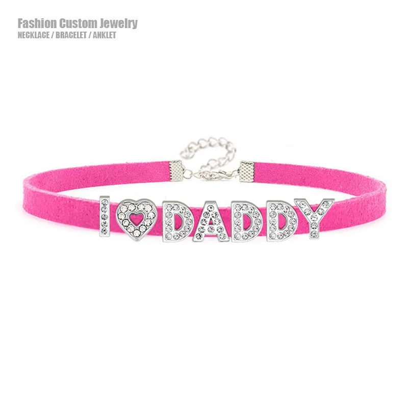 Sexy-Rhinestone-Letters-I-Love-DADDY-Collar-Choker-Necklace-DIY-Goth ...