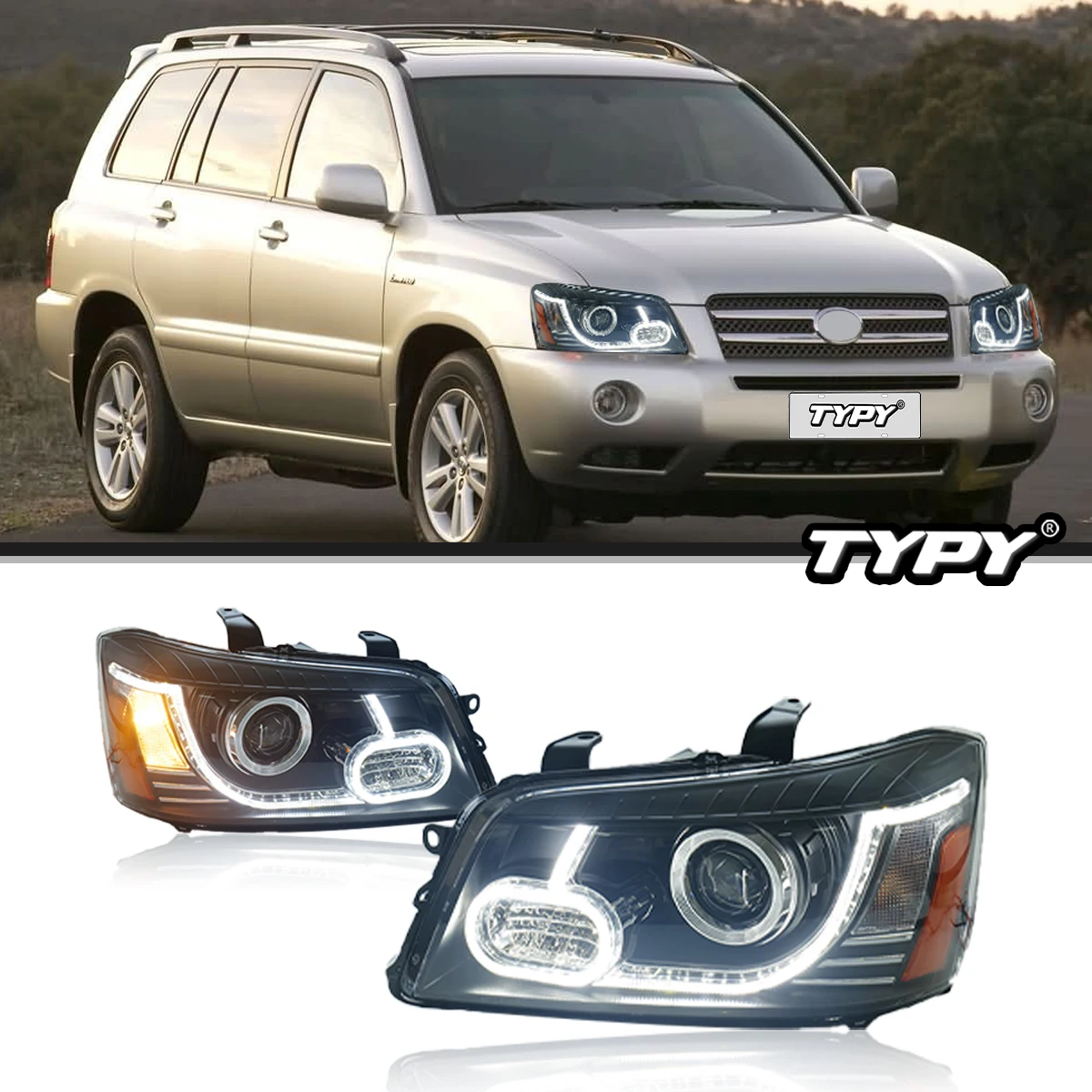 LED-Projector-Headlights-For-Toyota-Highlander-SUV-2001-2002-2003-2004 ...