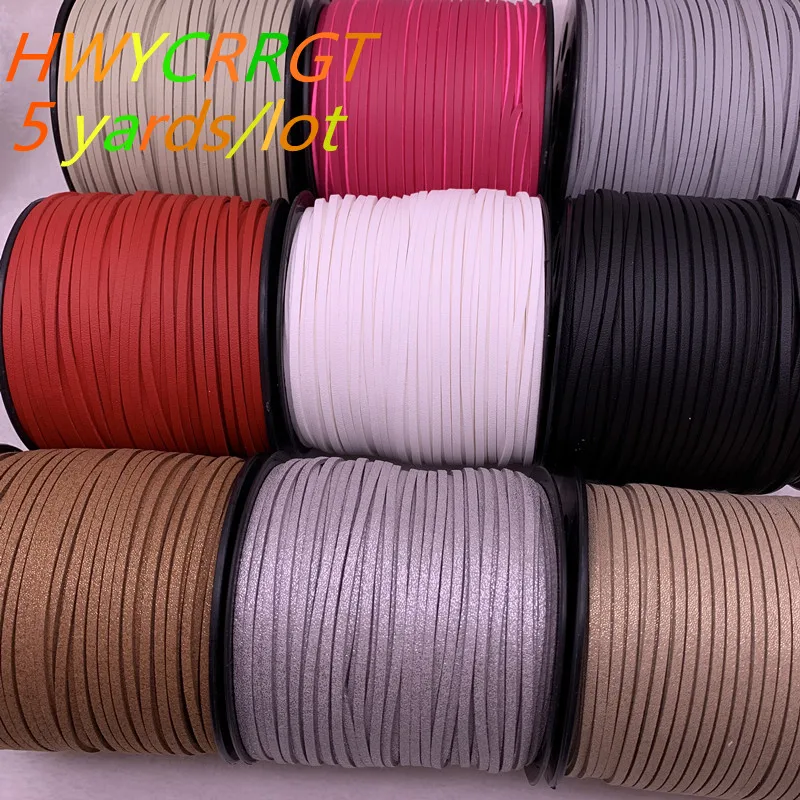 New 5yards/lot 3mm Flat Faux Suede Braided Cord Korean Velvet Leather ...